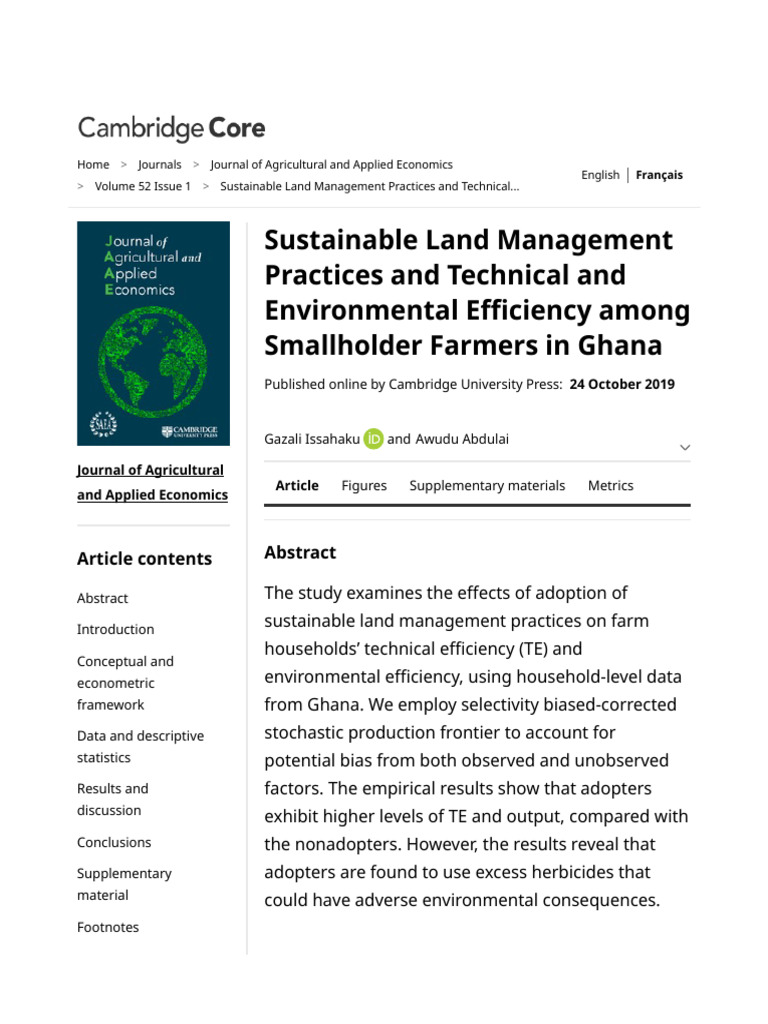 Sustainable Land Management Practices and Technical and Environmental ...