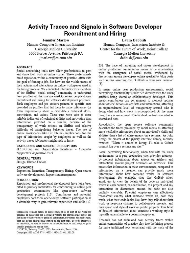 Activity Traces and Signals in Software Developer Recruitment and ...