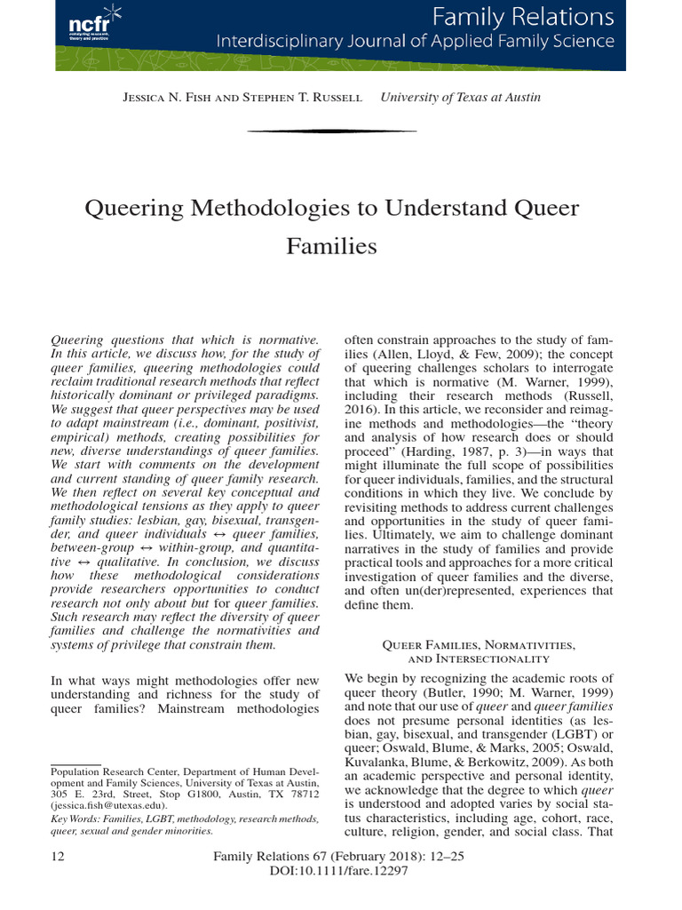 Queering Methodologies To Understand Queer Families. | PDF ...