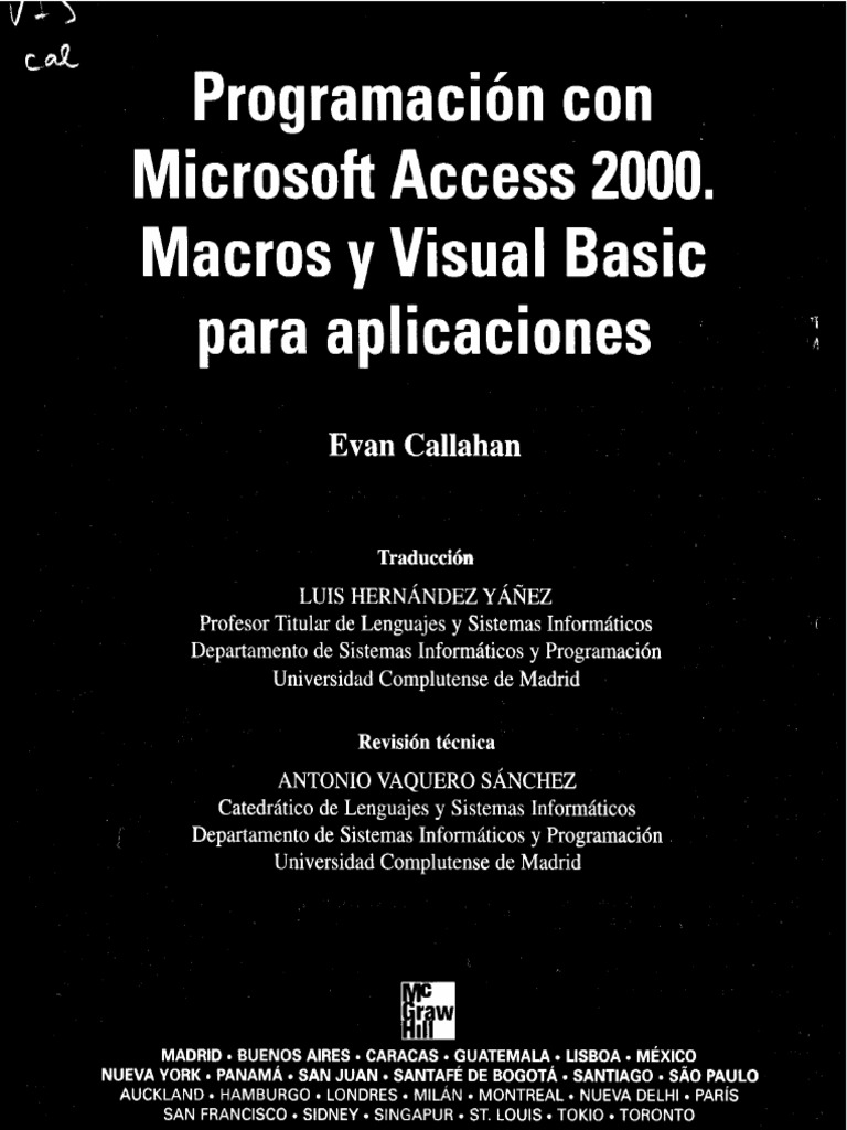 Programacion Con Microsoft Access Macros Y Visual Basic para ...