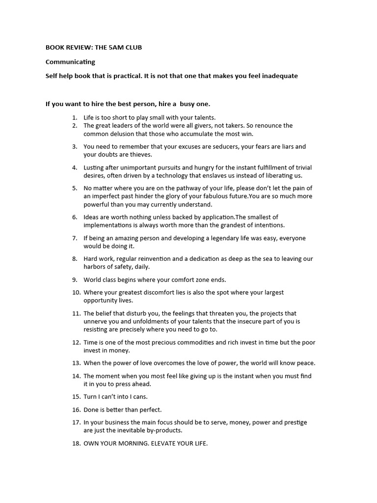 Review of The 5am Club | PDF | Meditation | Disciplines