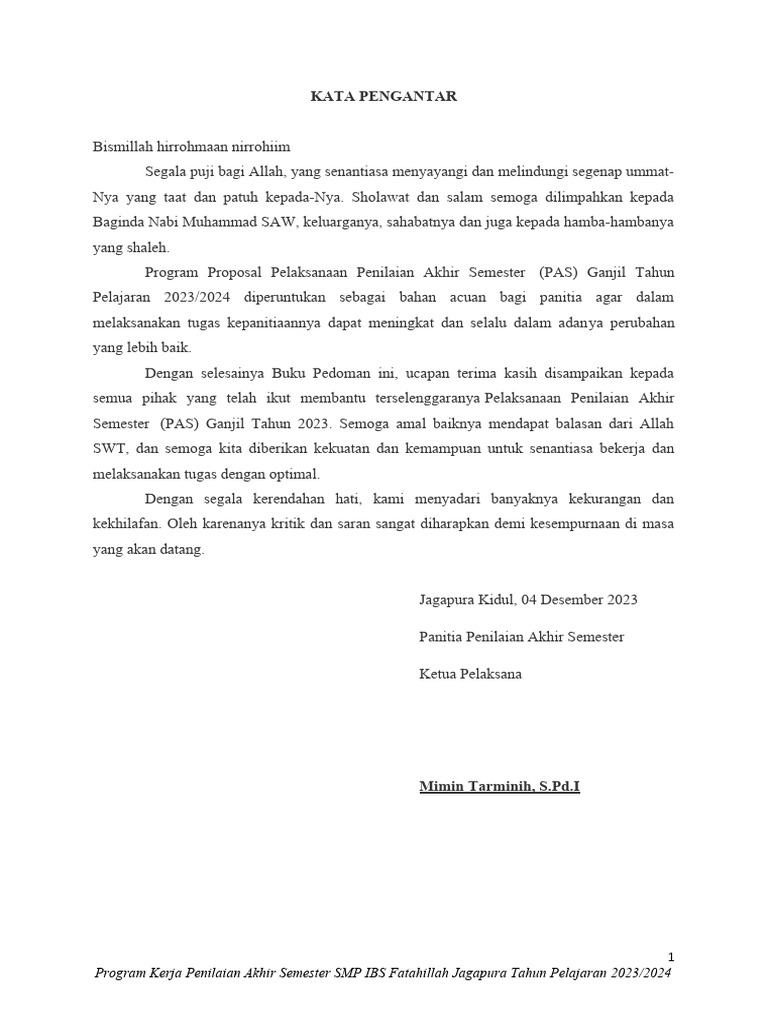 Program Kerja Pas | PDF