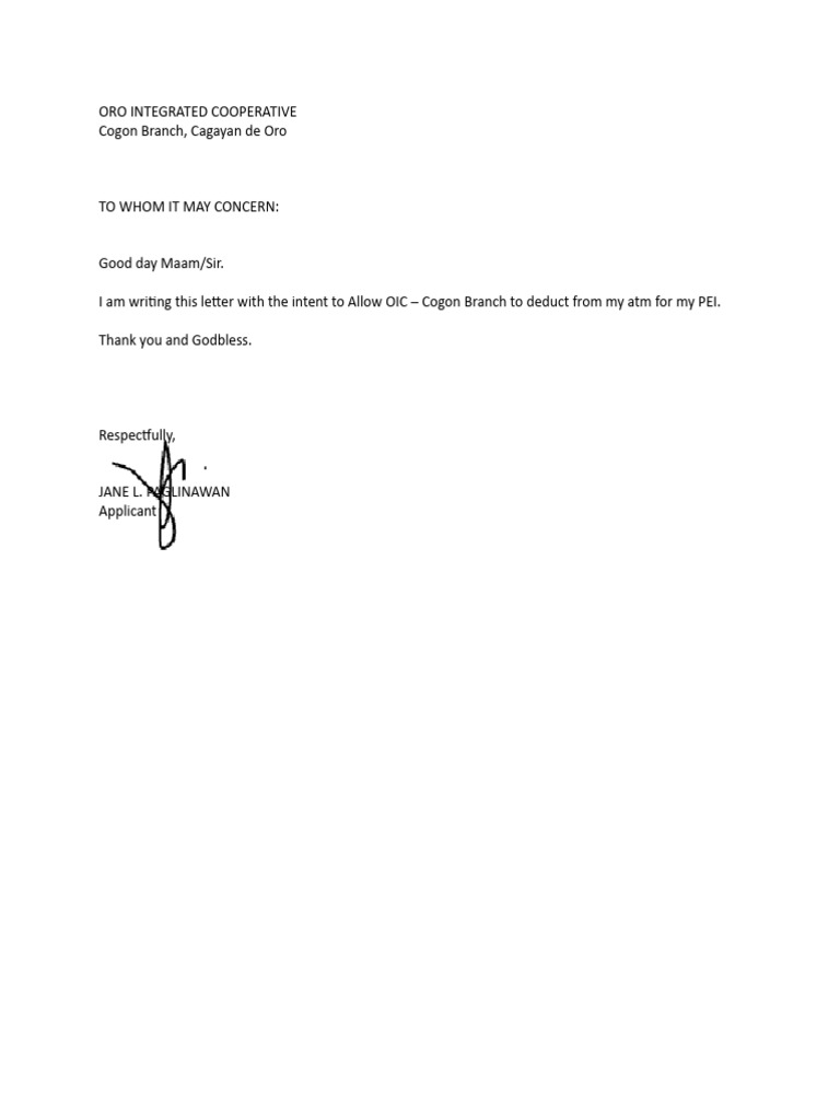 OIC Letter of Intent | PDF