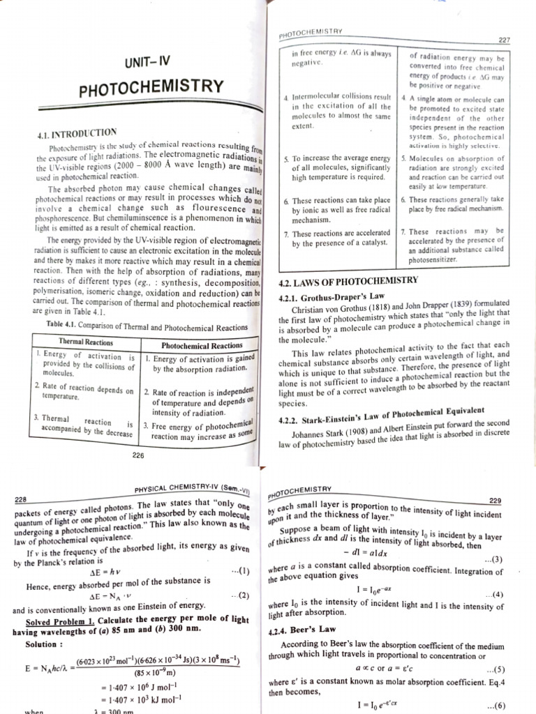 Photochemistry: Laws and Reactions | PDF | Photochemistry | Fluorescence