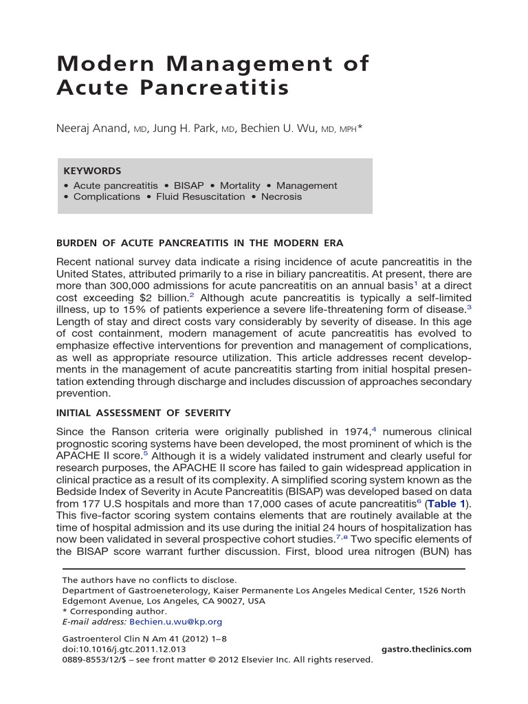 Modern Management of Acute Pancreatitis | PDF | Clinical Medicine ...