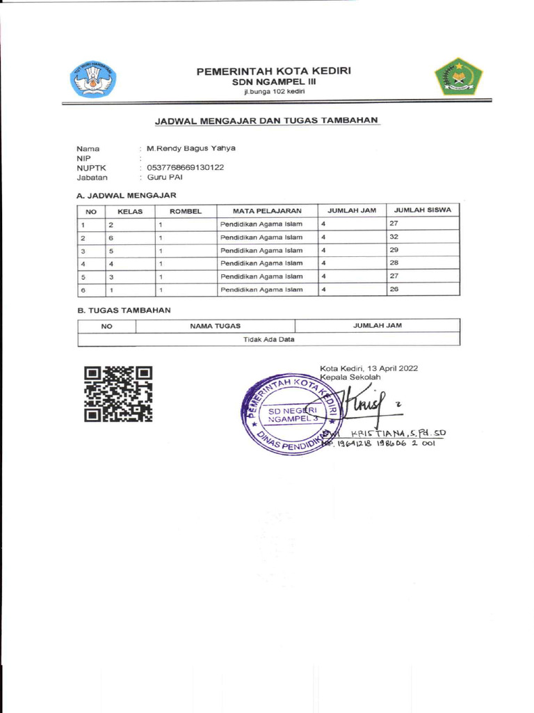 Jadwal Mengajar Pdf