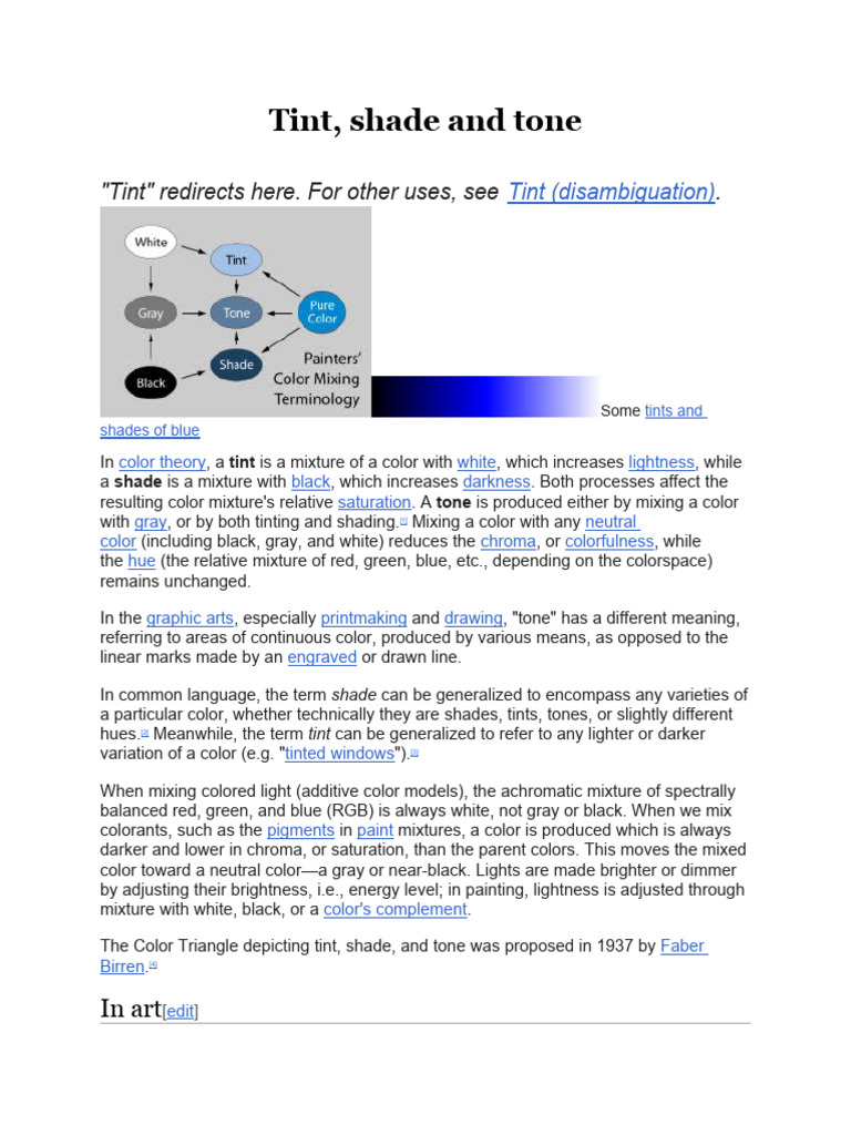 Tint, Shade and Tone | Download Free PDF | Artistic Techniques | Graphics