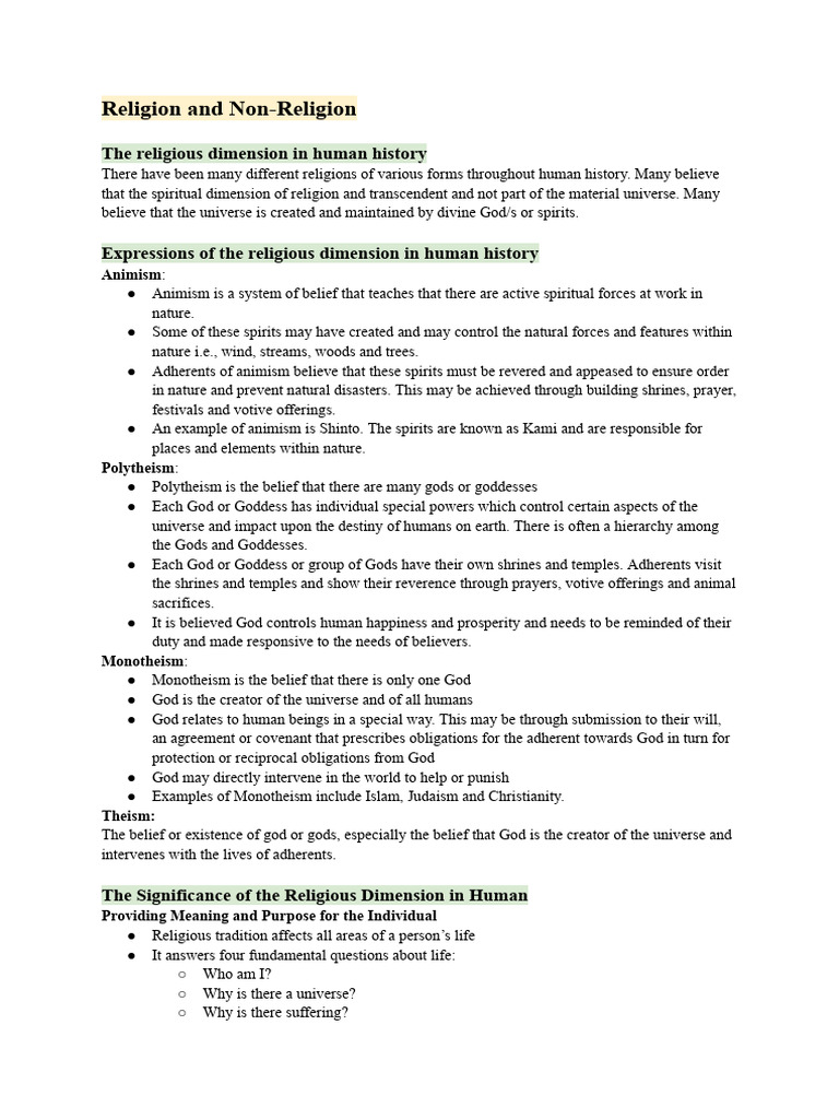 SOR Religion and Non-Religion HSC | PDF | Humanism | Atheism