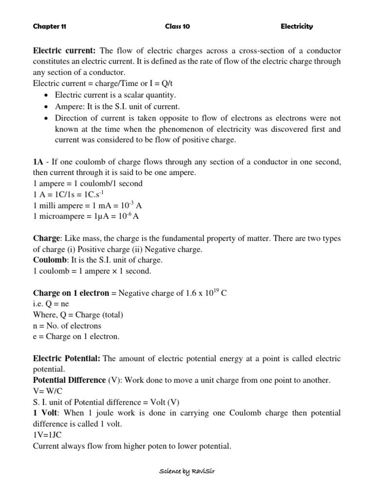 Chapter 11 Class 10 Science | PDF | Electrical Resistance And ...