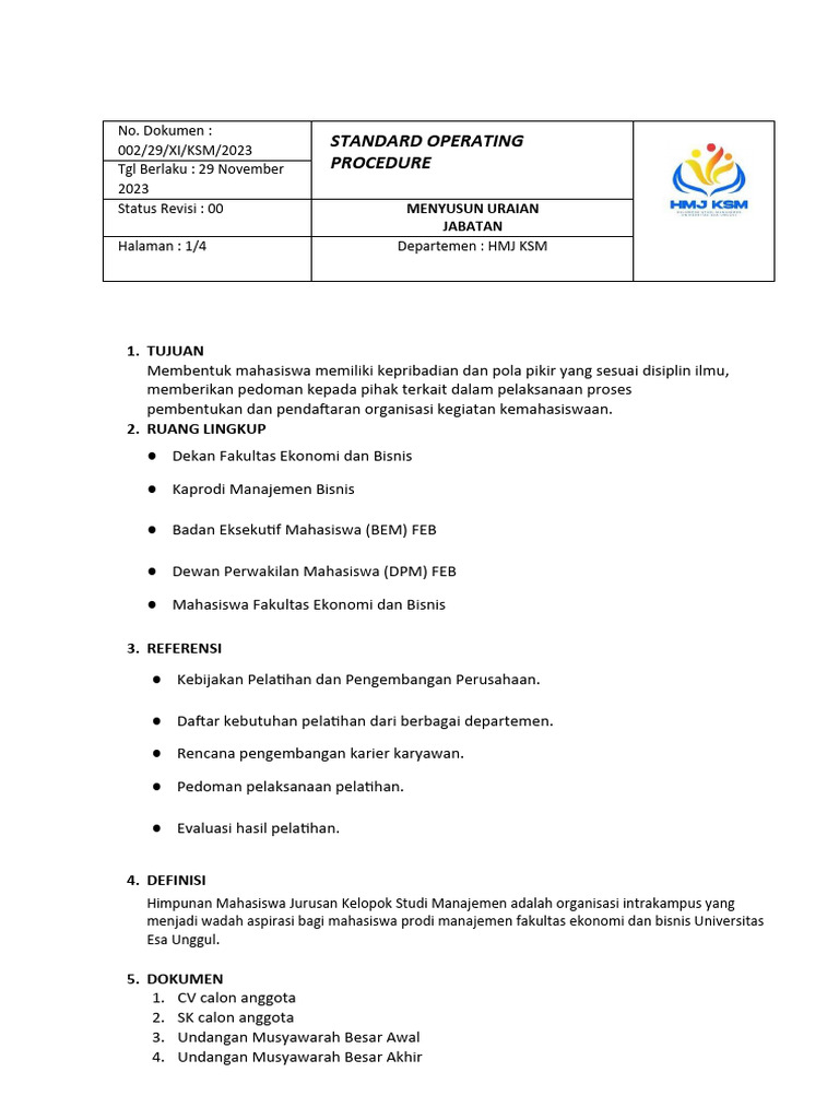1.3. SOP Menyusun Uraian Jabatan | PDF