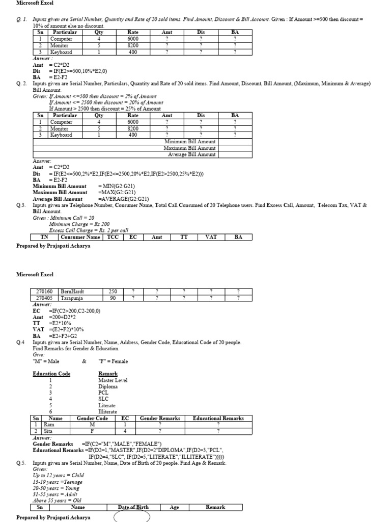 Excel Practical | PDF | Microsoft Word | Computing