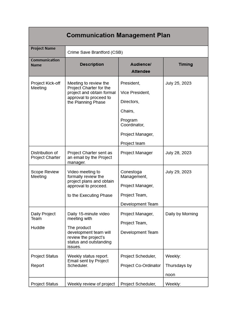 Communication Management PLan | PDF