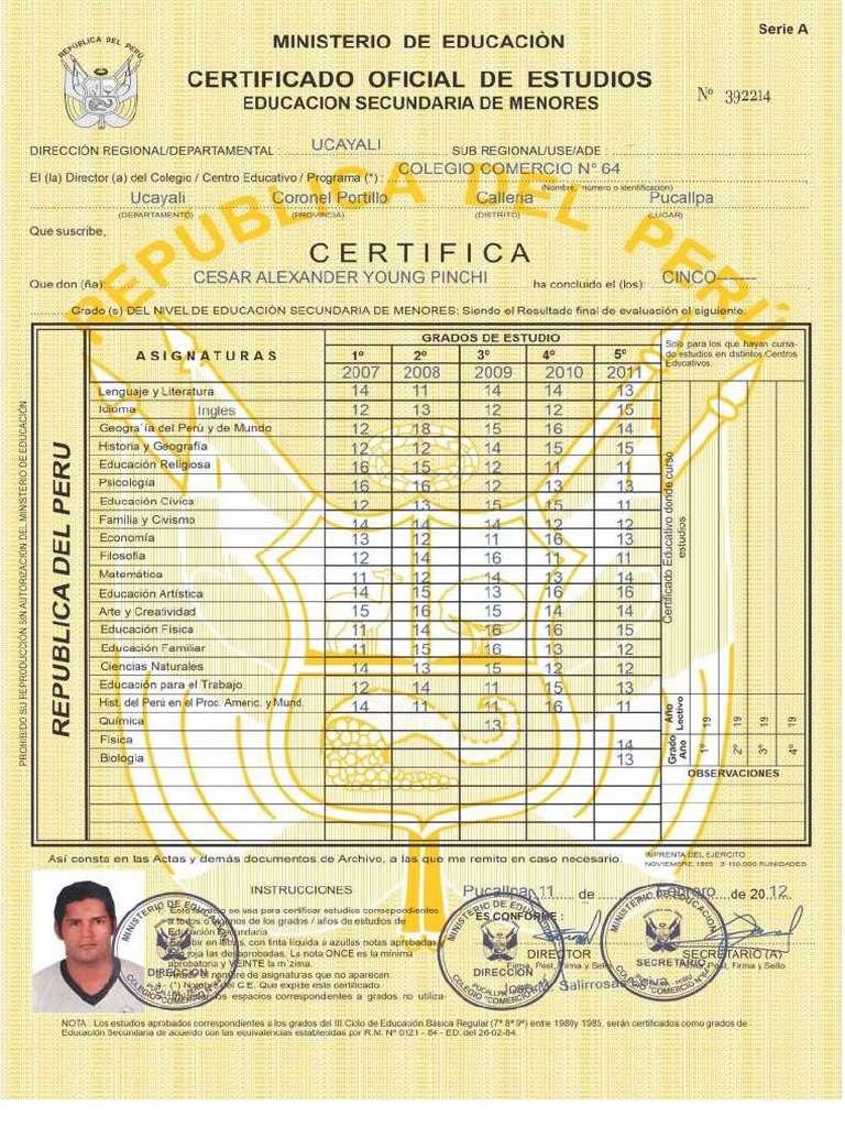 Certificados de Estudio | PDF