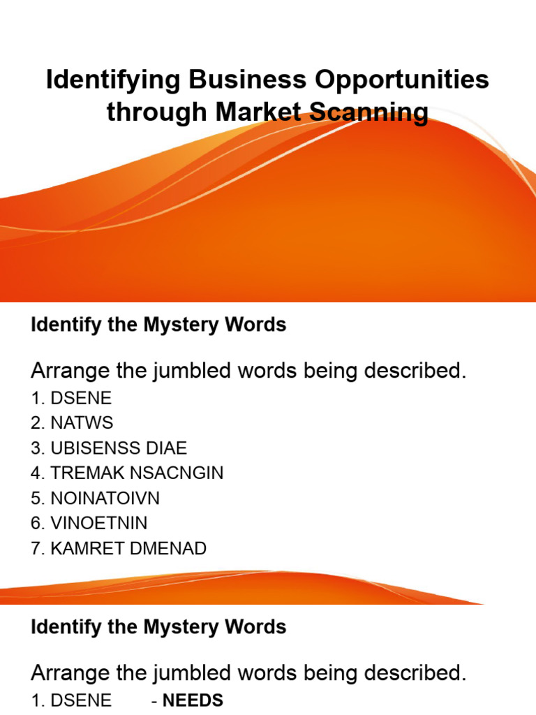 Identifying Business Opportunities Through Market Scanning | PDF ...