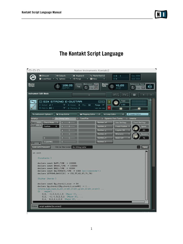 Kontakt Script Language Manual | PDF | Variable (Computer Science) | Scripting Language