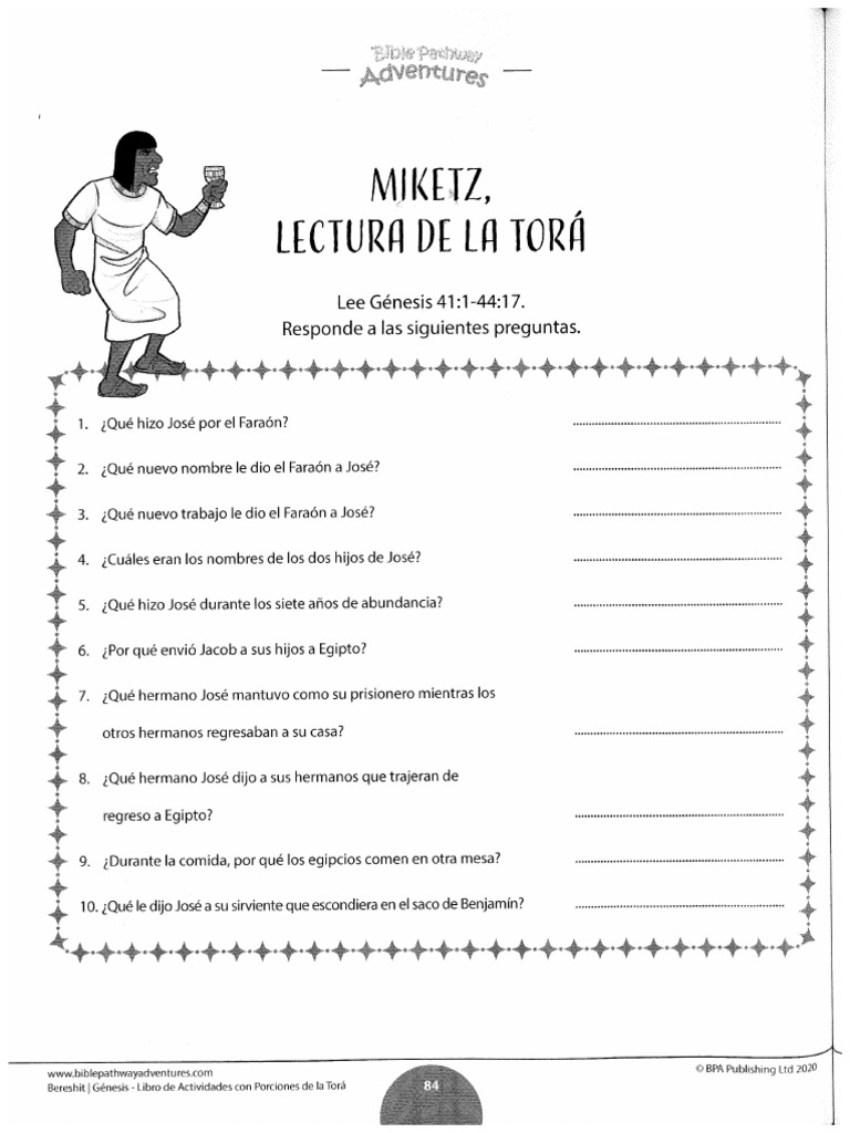 Actividades Ninos Parasha 10 Miketz | PDF