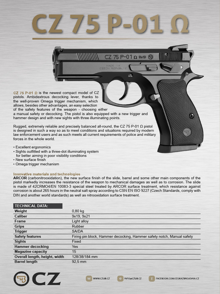 CZ 75 P-01 Ω: Compact Pistol Features | PDF | Home & Garden | Computers
