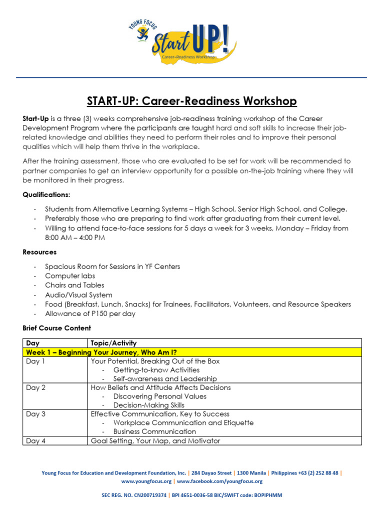 Start Up Program | PDF | Goal Setting | Cognition