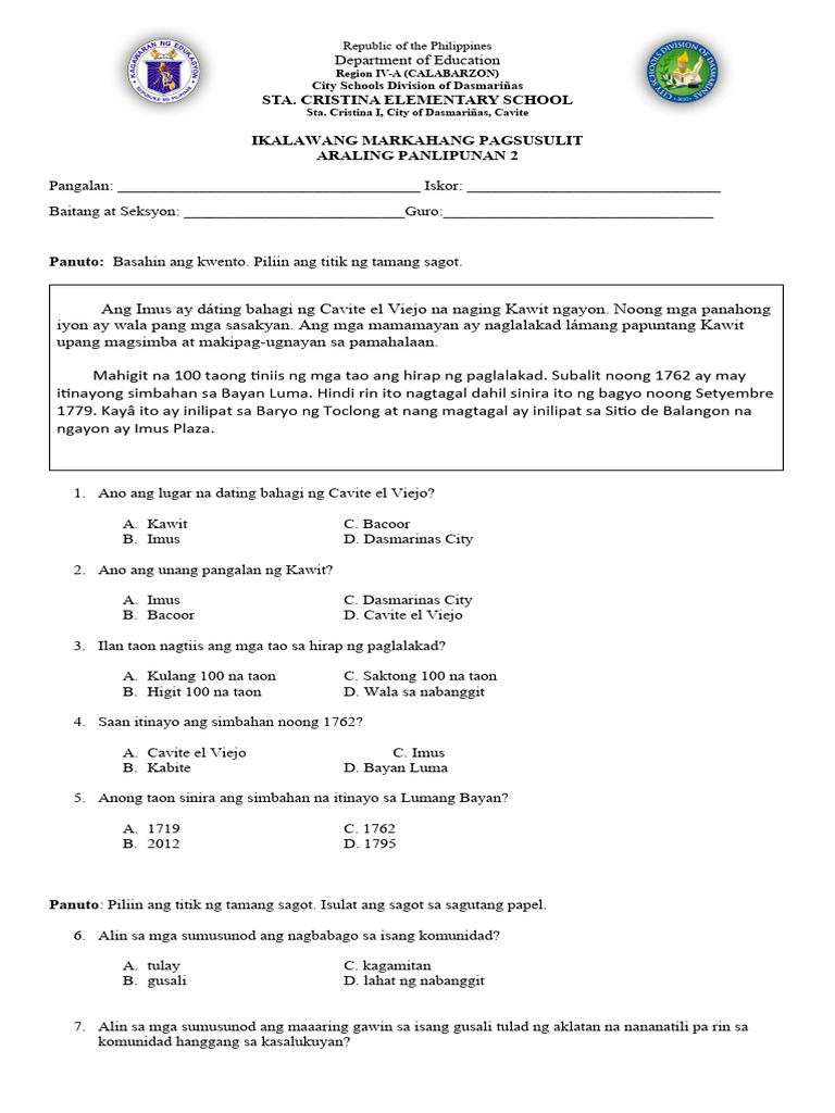 Periodic Test in AP 2 2nd Quarter | PDF
