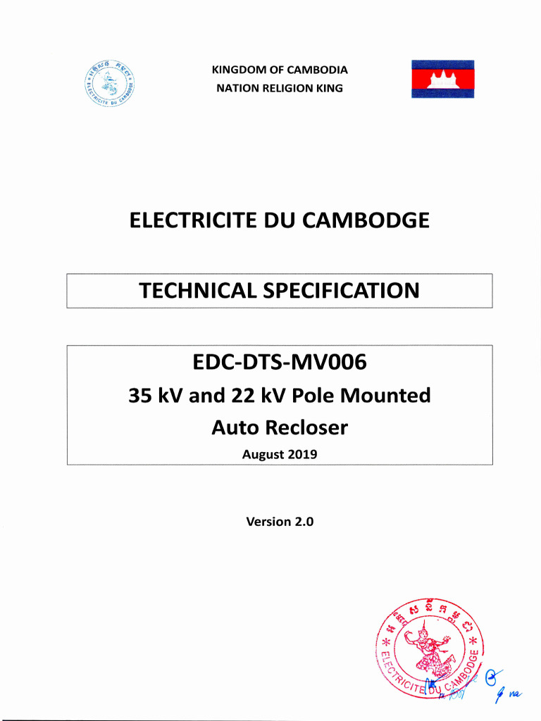 EDC-DTS-MV006 - 35 KV and 22 KV Pole Mounted Auto Reclosers | Download Free PDF | Insulator ...