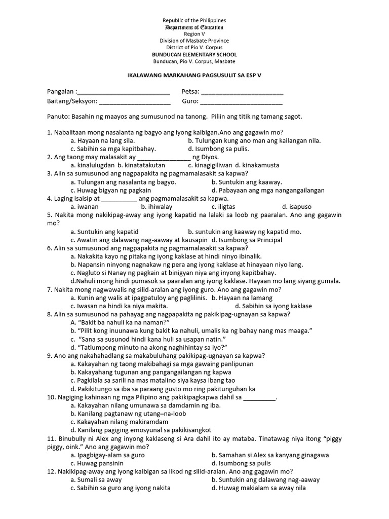 PT - Esp 5 - Q2 | PDF