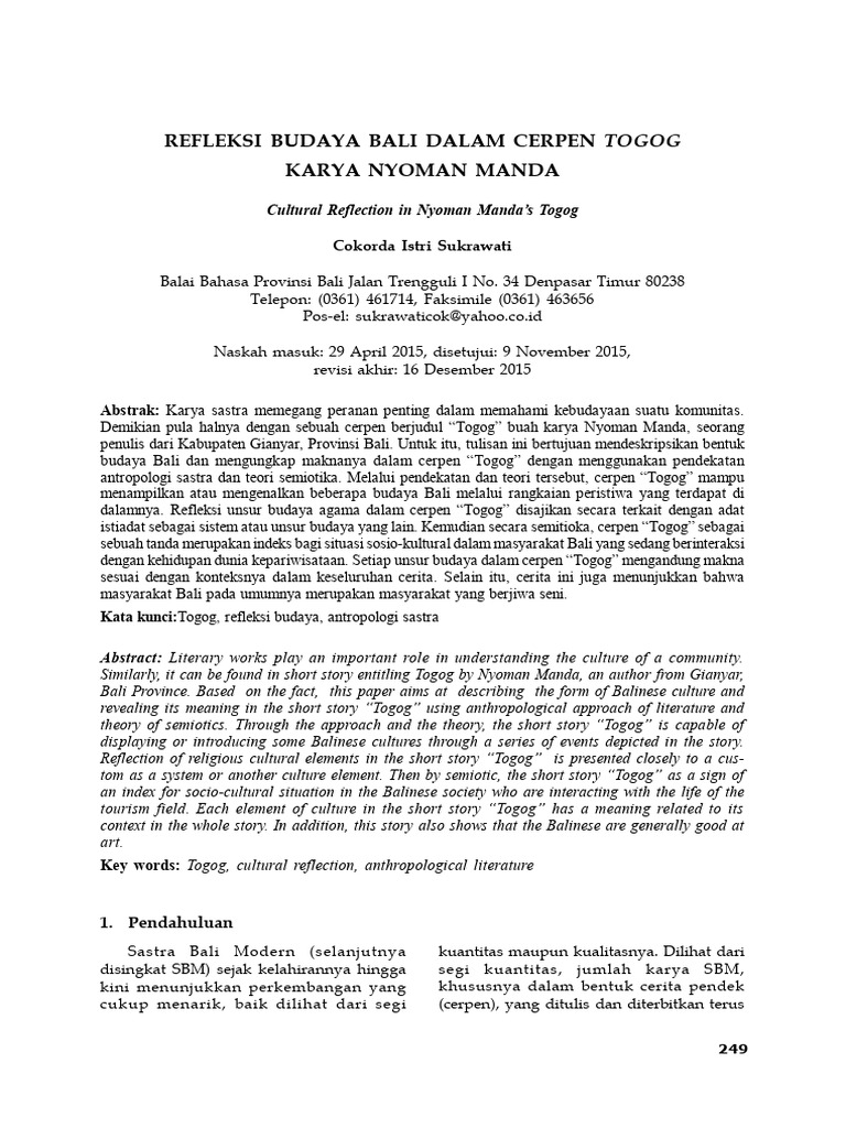 Refleksi Budaya Bali dalam Togog | PDF | Ilmu Sosial | Klasik