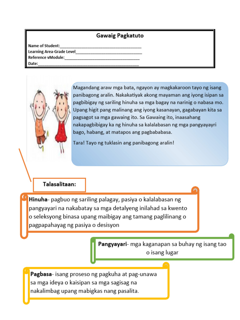 Pagbibigay Hinuha Worksheet NCR FINAL FILIPINO6 Q1 M7.pdf 6 FILIPINO
