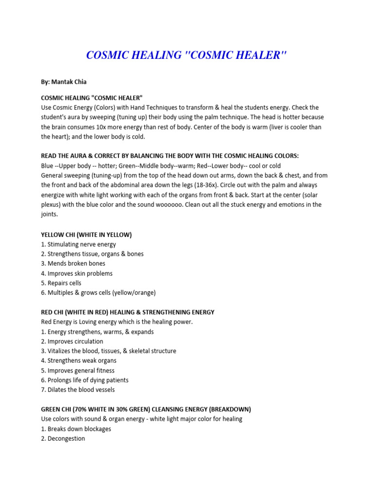 THE COSMIC HEALING | PDF | Hand | Healing