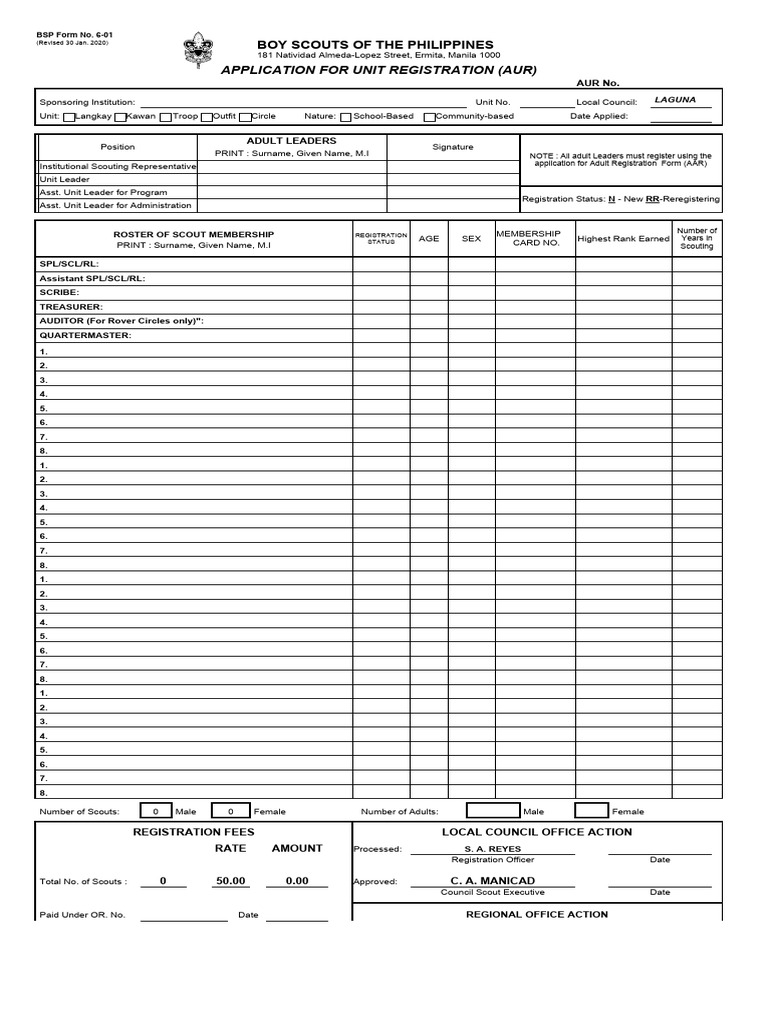 Application for Unit Registration | PDF | Girl Guiding And Girl ...