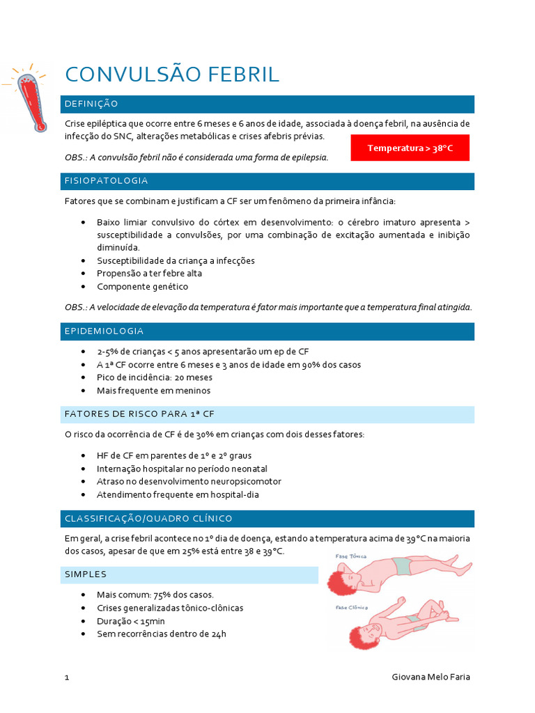 Resumo PED - Convulsão Febril | PDF | Epilepsia | Medicina Clínica
