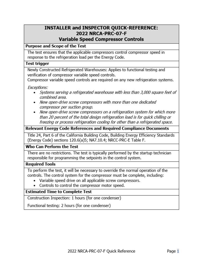 2022 QR NRCA-PRC-07-F Variable Speed Compressor Controls | PDF ...