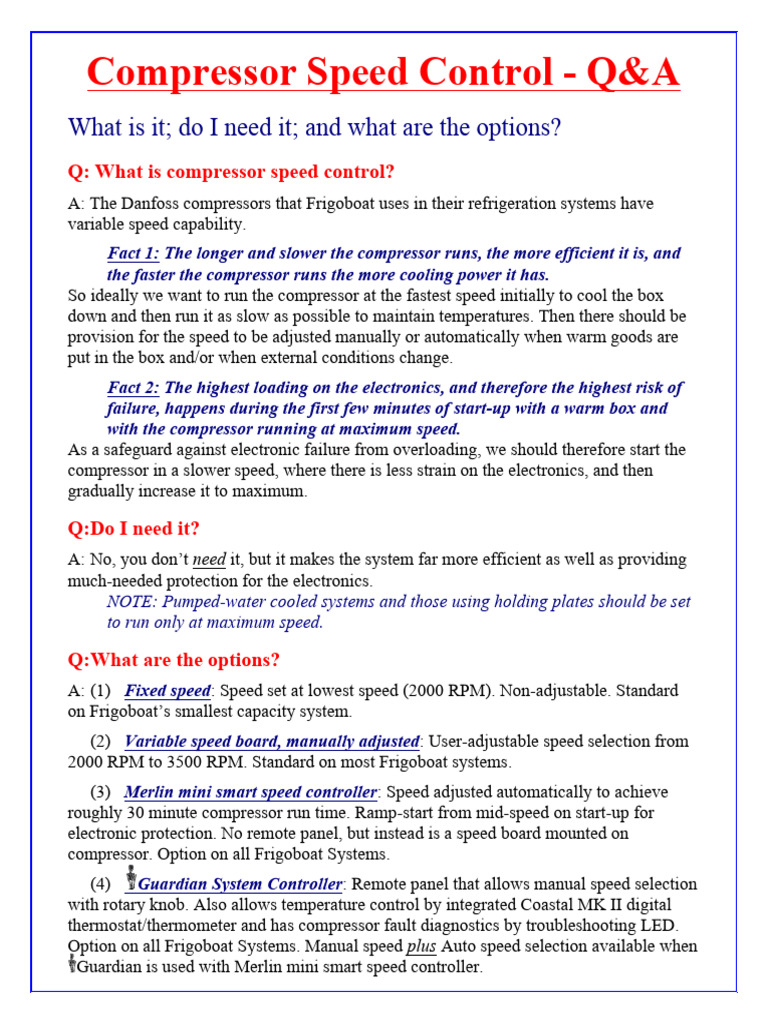 Compressor Speed Control Q and A | PDF