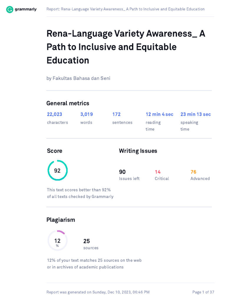 Rena Grammarly | PDF | Sociolinguistics | Multilingualism