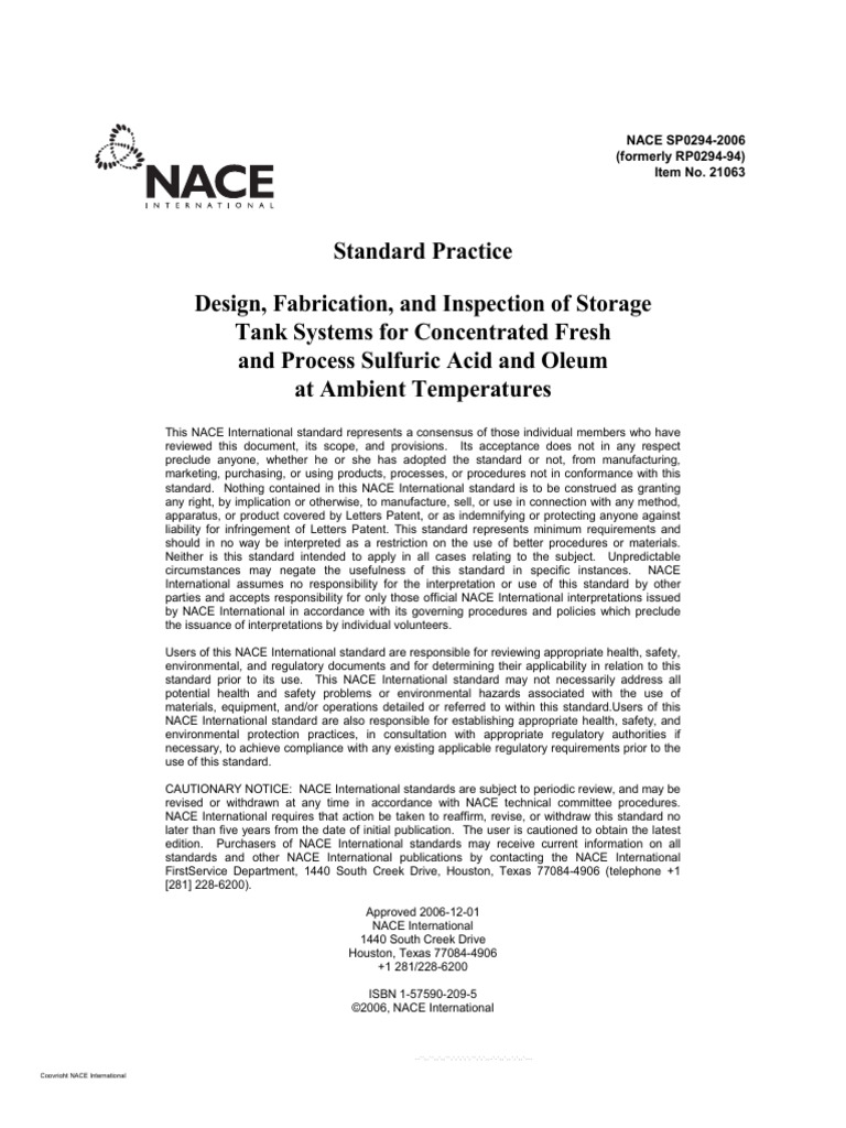 Nace SP0294 2006 | PDF