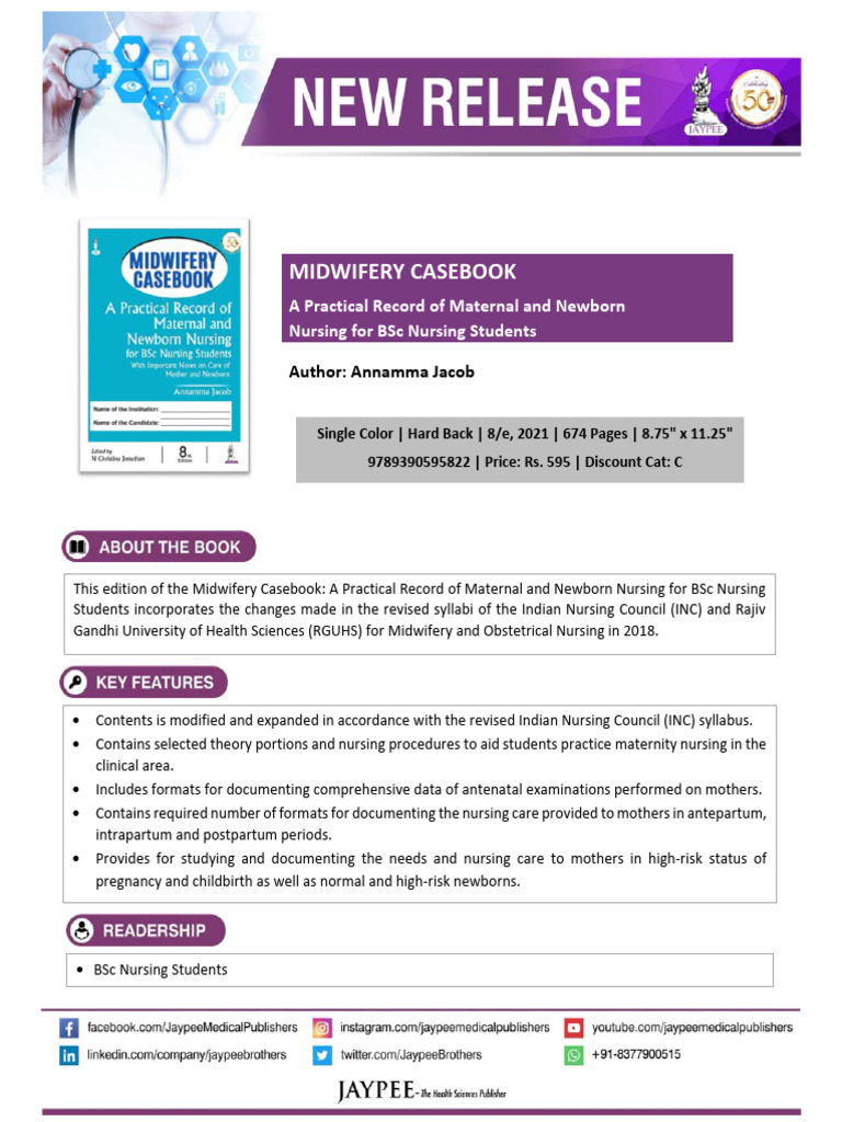 Annamma Jacob - Midwifery Casebook A Practical Record of Maternal and ...