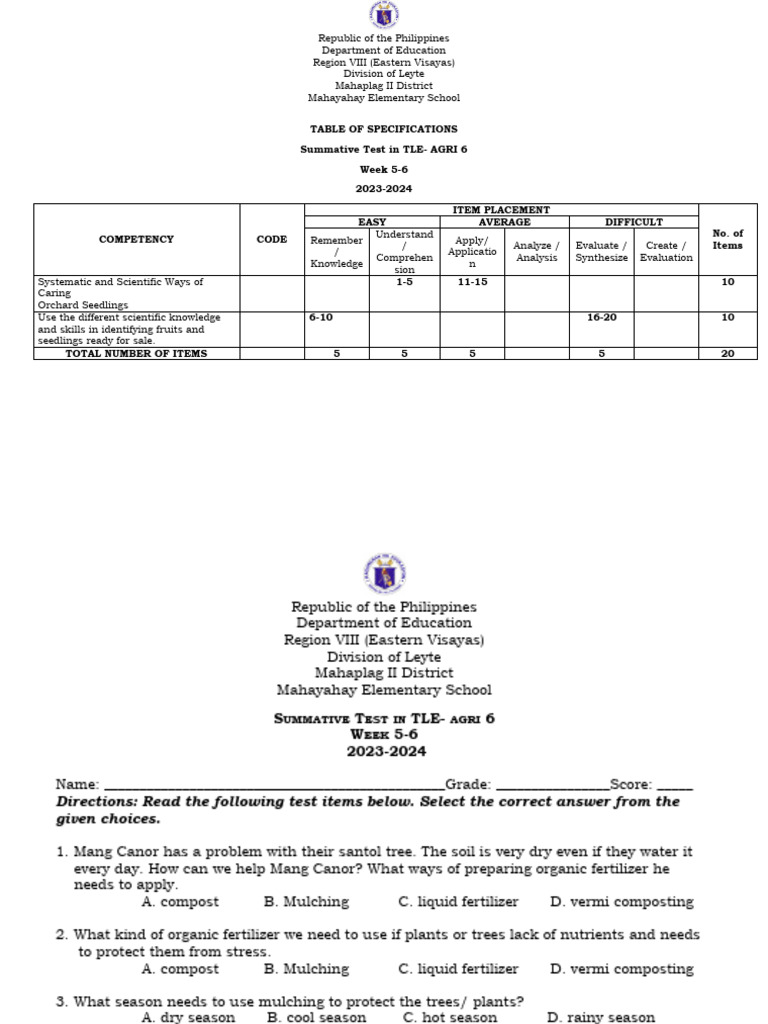 ST3 - Tle - Agri 6 - Q2 | PDF | Compost | Fertilizer ST3 - Tle - Agri 6 - Q2 | PDF | Compost | Fertilizer