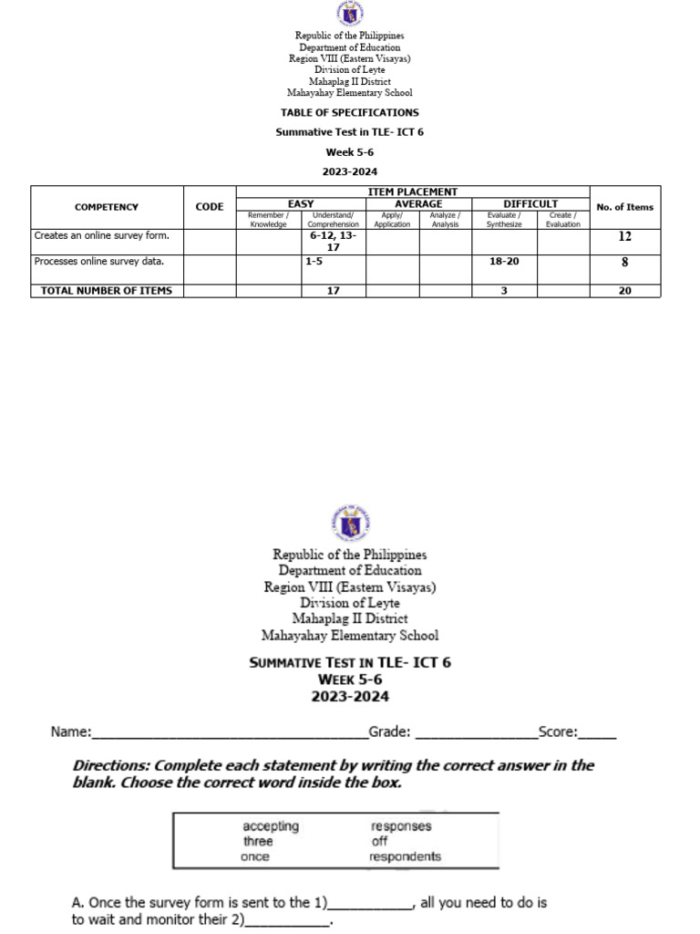 ST3 - Tle - Ict 6 - Q1 | PDF | Educational Technology | Computing