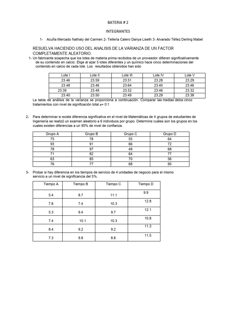 Paquete # 2 Analisis de La Varianza | PDF | Teoría estadística | Análisis estadístico