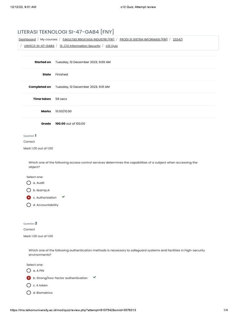 c12 Quiz - Attempt Review | PDF | Computers | Technology & Engineering