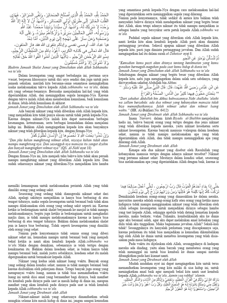 Memanfaatkan Nikmat Sehat dan Waktu | PDF | Agama & Spiritualitas