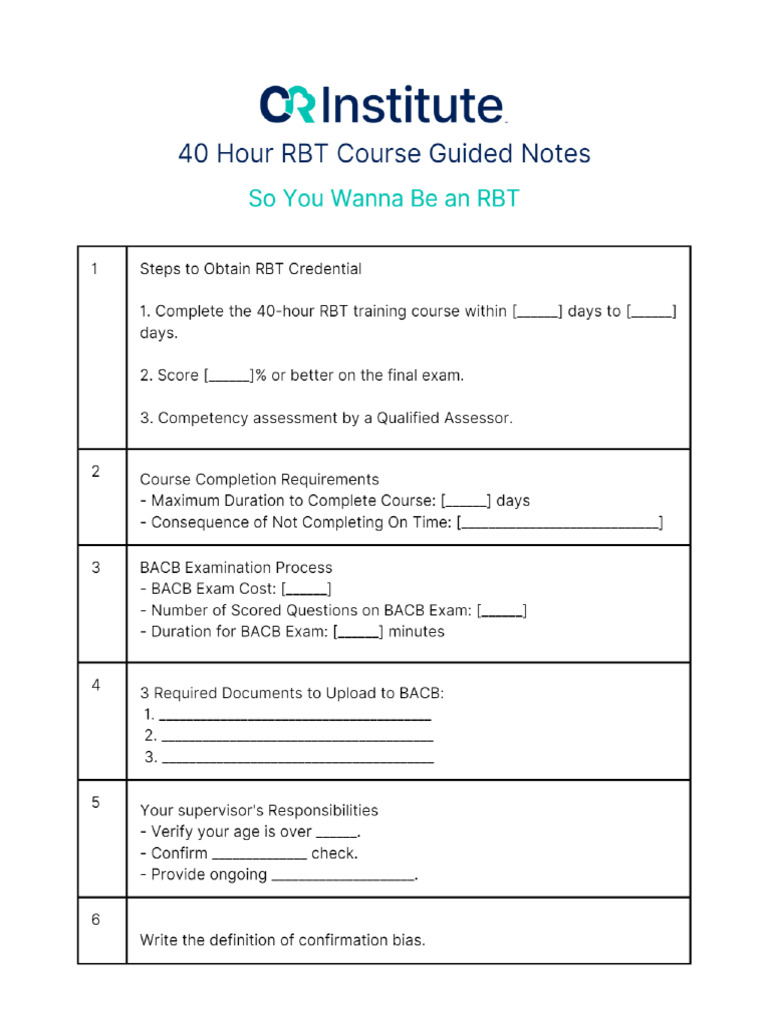 40 Hour RBT Training - (1) So You Wanna Be An RBT - Welcome To The ...
