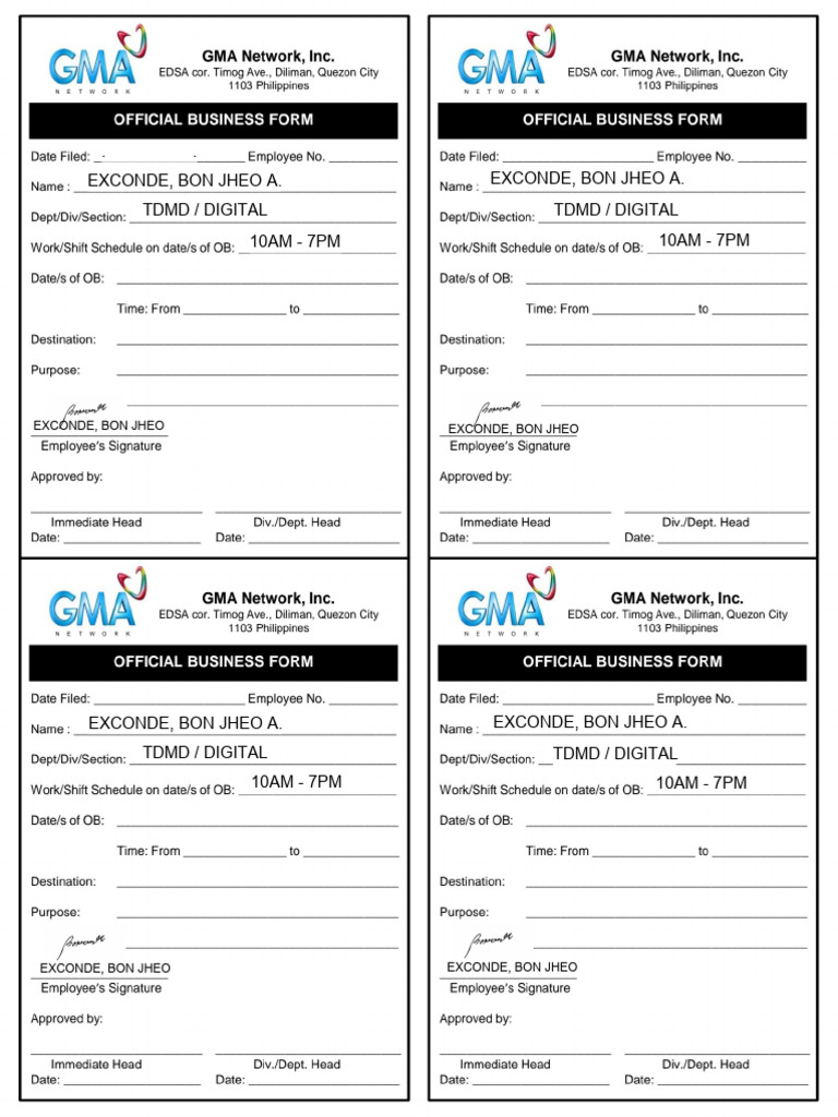Official Business Form TEMPLATE | PDF
