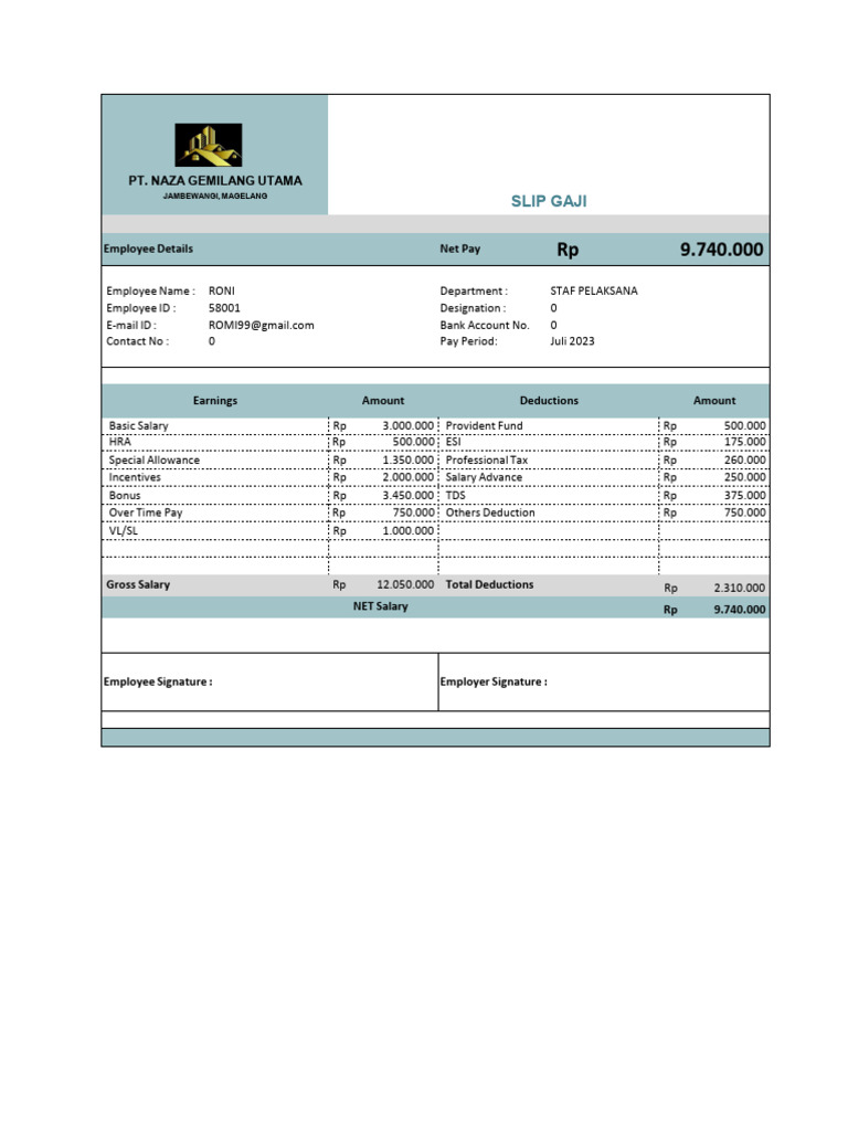 Payroll Salary Slip | PDF | Salary | Payroll