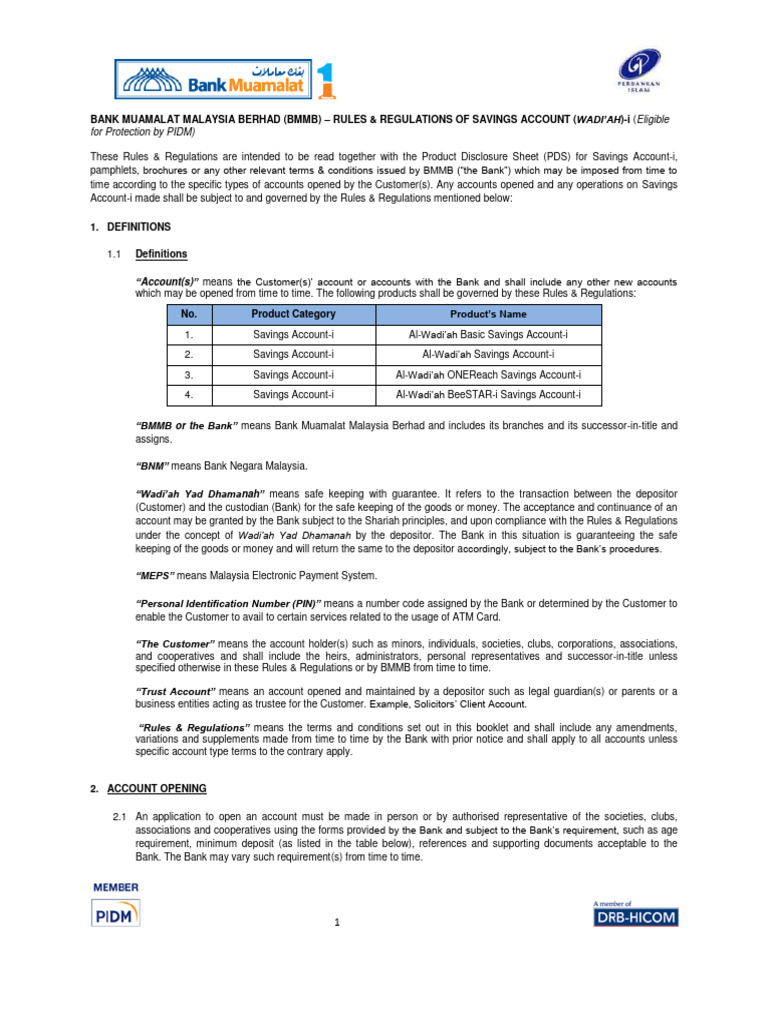 SA Wadiah R&R EngBM | PDF | Banks | Automated Teller Machine