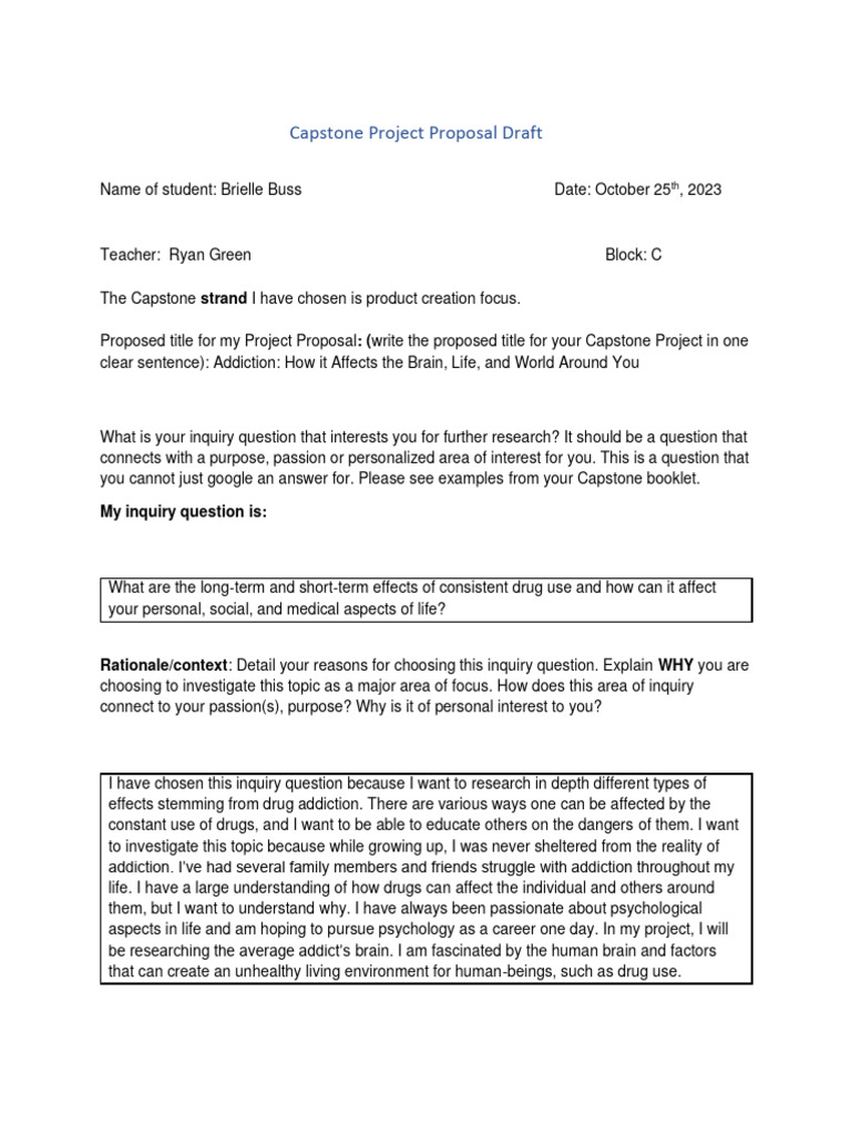 Edited Capstone Draft Porposal | PDF | Mentorship | Substance Abuse