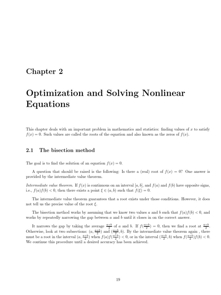 Chapter 2 Optimization and Solving Nonlinear Equations | PDF | Applied Mathematics | Mathematics