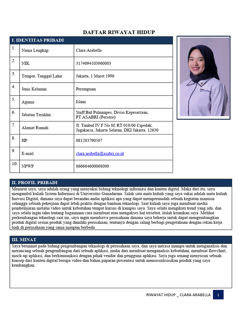 CV Clara Arabella | PDF