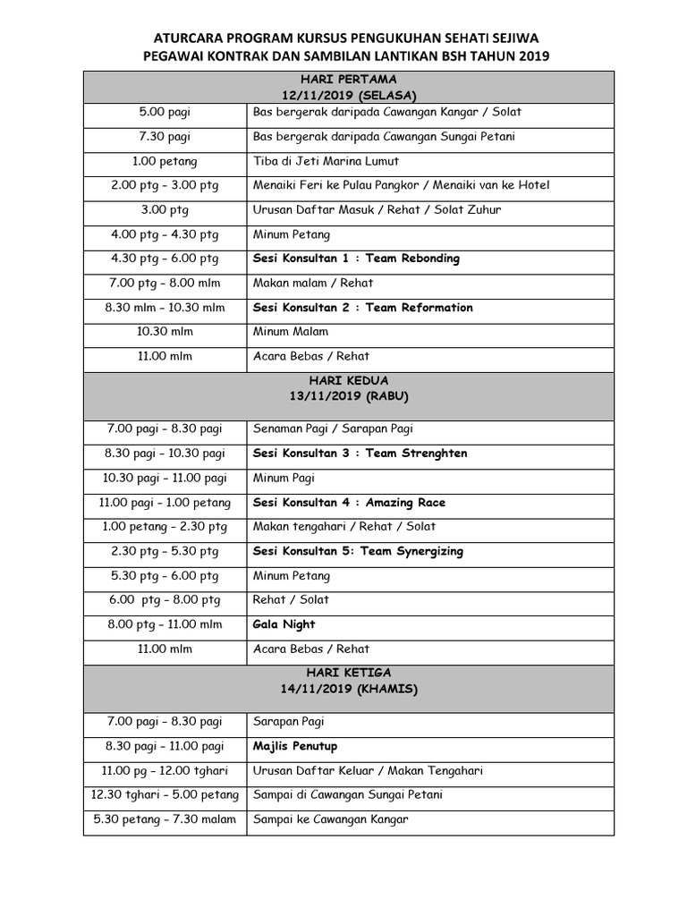 Aturcara Kursus Minit Bebas | PDF