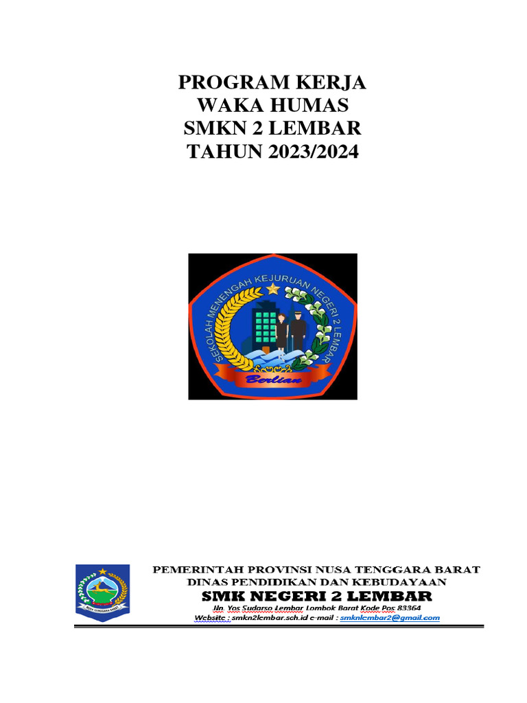 PROGRAM KERJA Humas SMKN 2 LEMBAR | PDF