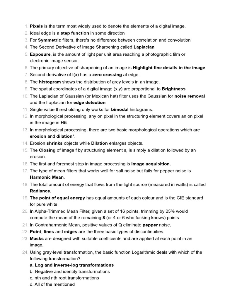 Image Processing Summary | Download Free PDF | Imaging | Multidimensional Signal Processing